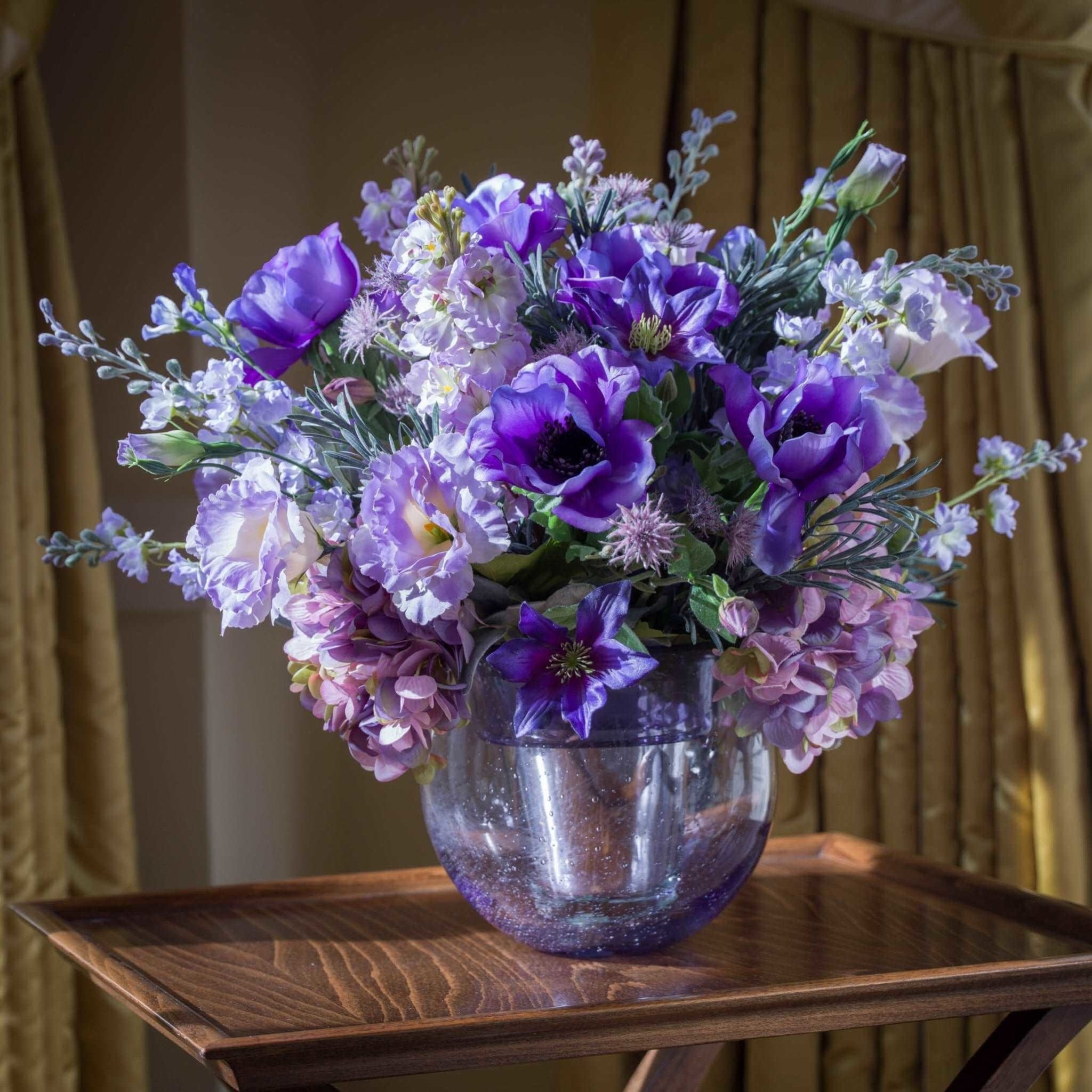Elegant Purple Silk Flowers Arrangement | Pulbrook & Gould